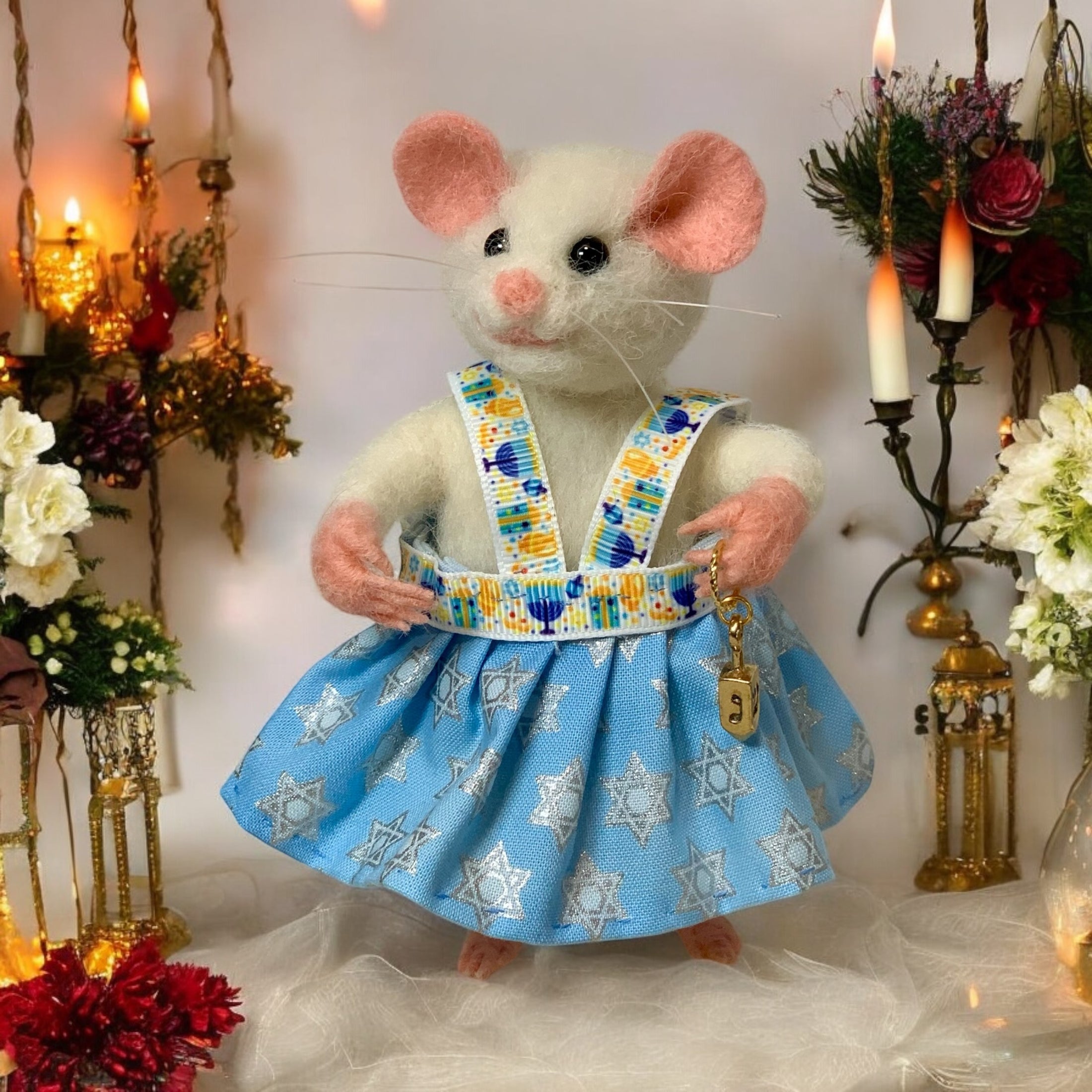Hanukkah Mouse | Handmade Wool Animal Toy | Cute Needle Felted Mouse F ...