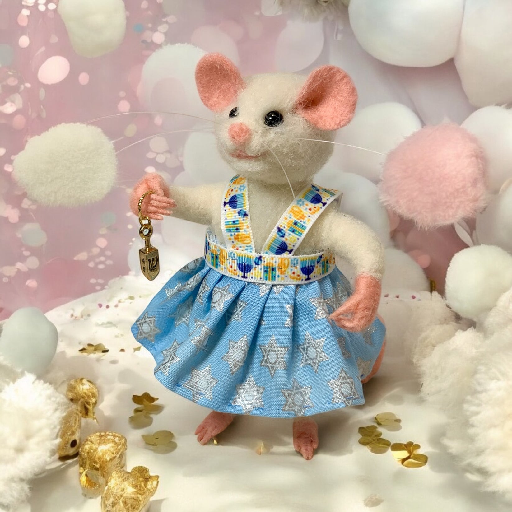 Hanukkah Mouse | Handmade Wool Animal Toy | Cute Needle Felted Mouse F ...