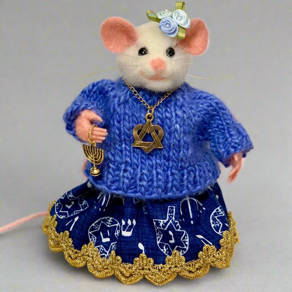 Needle Felted Hanukkah Mouse | Handmade Wool Animal Toy | Cute Mouse F ...